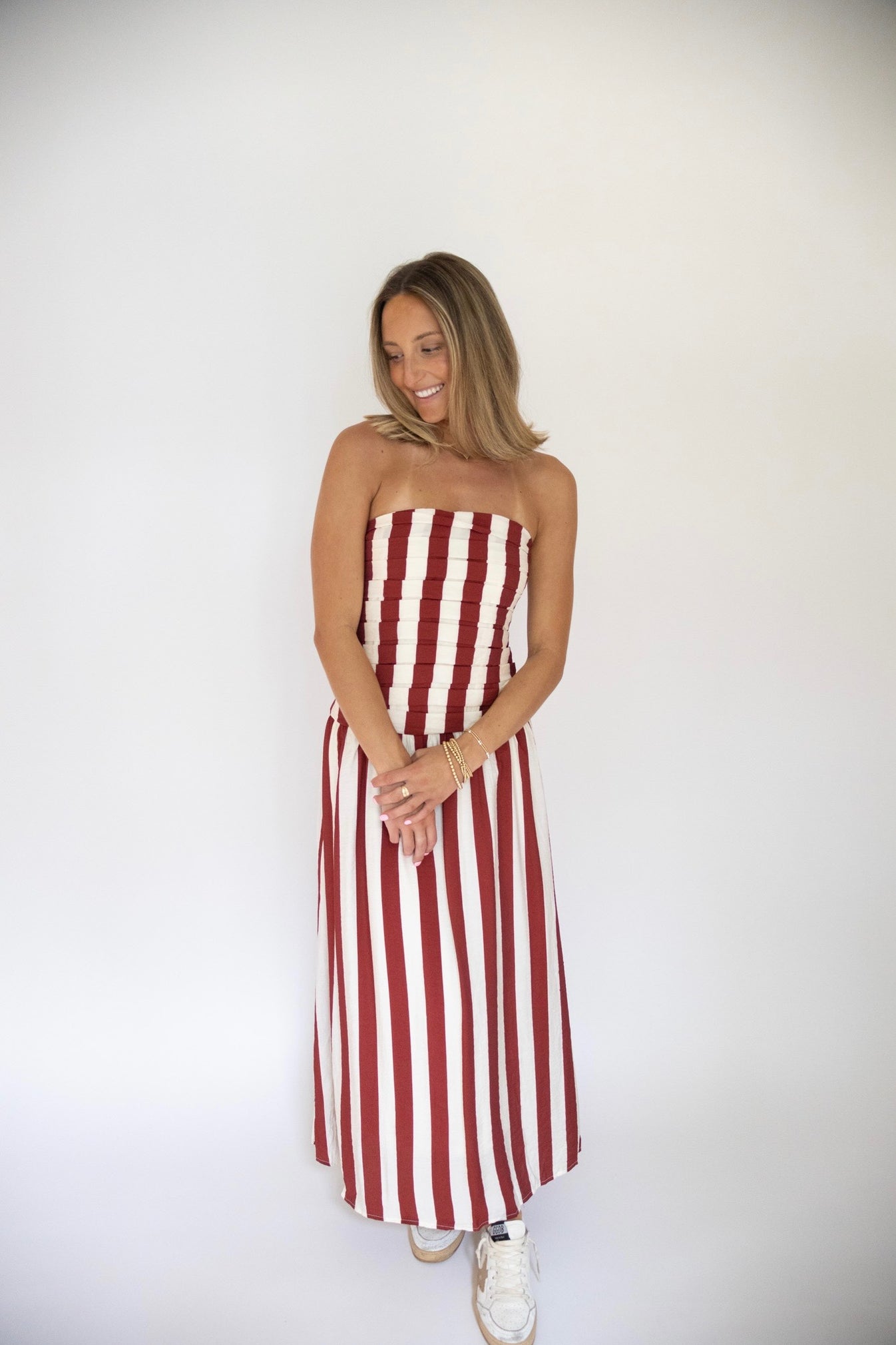 Angie Striped Midi Dress- Red Stripe – Shop MKay